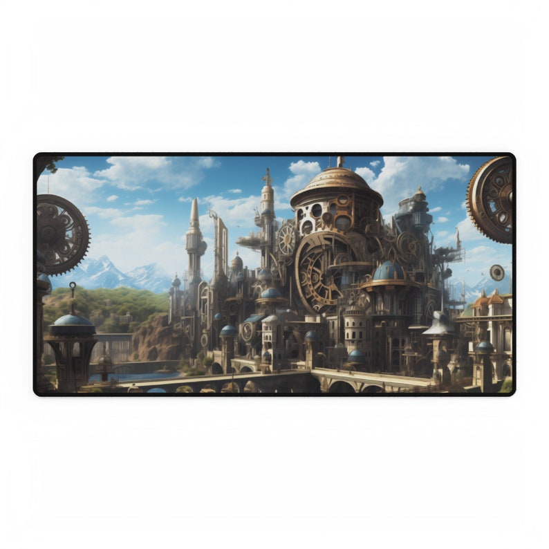 Steampunk Cityscape Desk Mat With Mesmerizing Urban Landscape - Etsy
