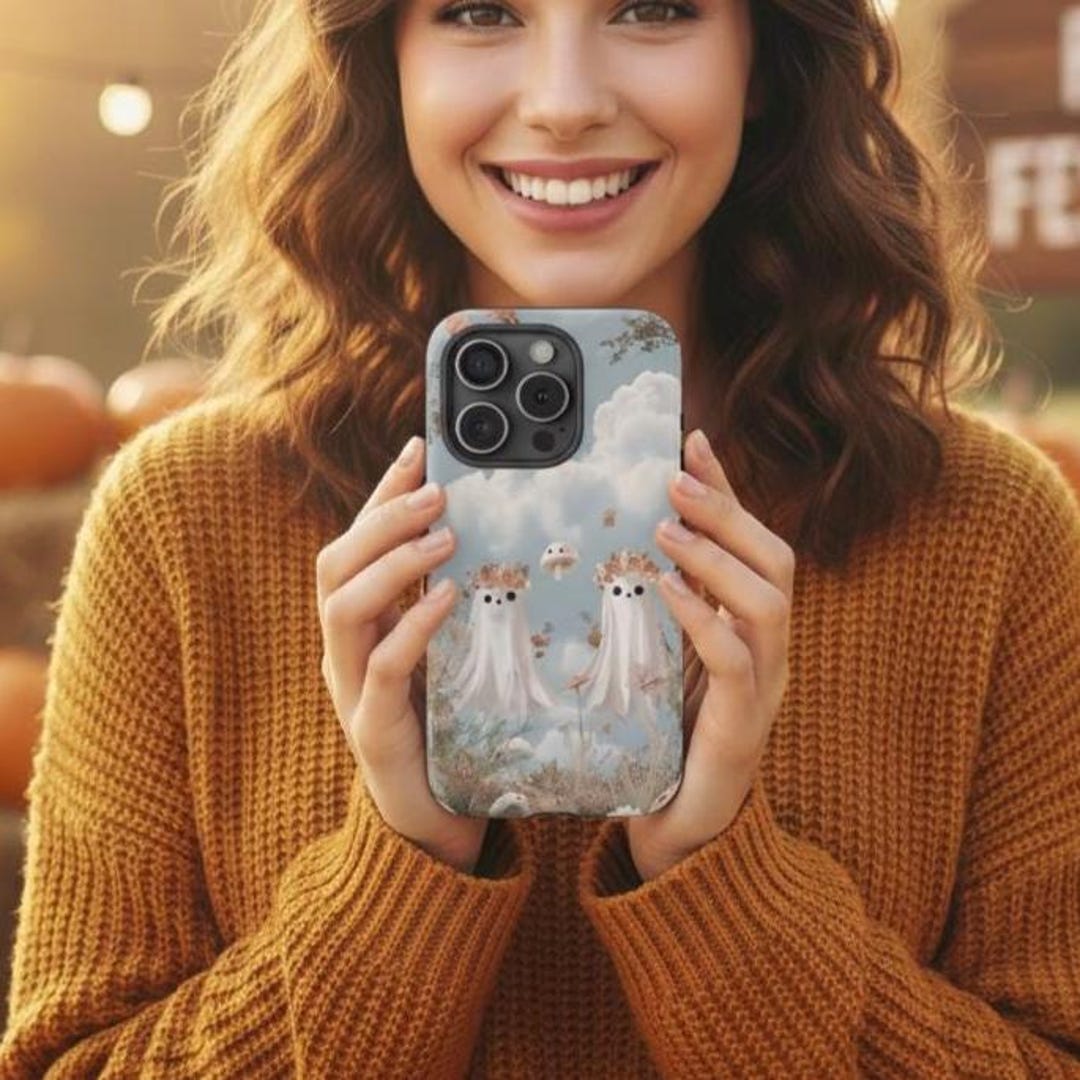 Cottagecore Ghost Phone Case: Autumn Floral Crown, Halloween Charm - Etsy