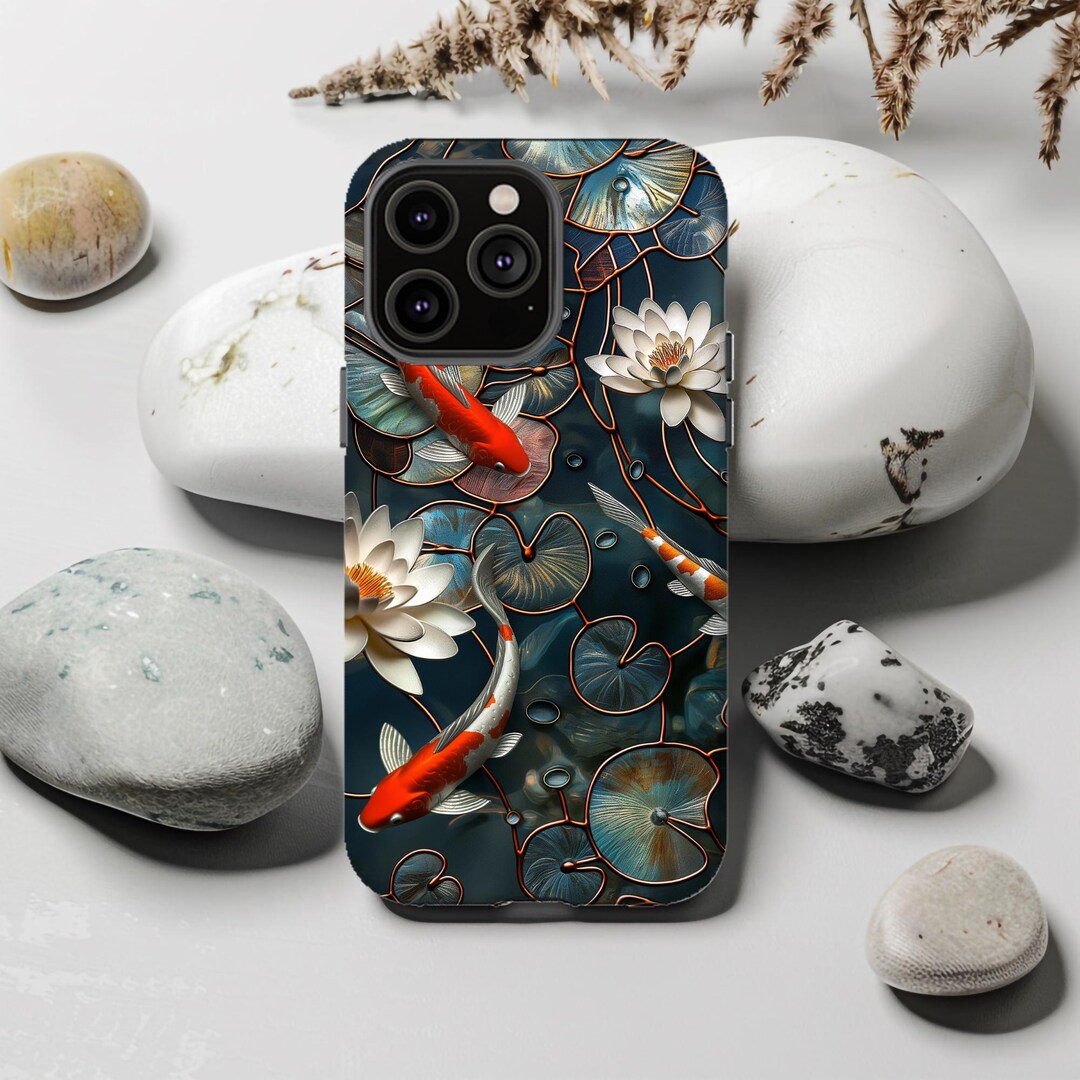 Koi Pond Phone Case: Stained Glass Japanese Art - Etsy