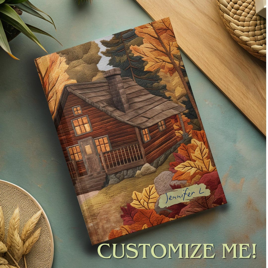 Cozy Cabin Journal: Embroidery-look Forest Scene, 150 Lined Pages ...