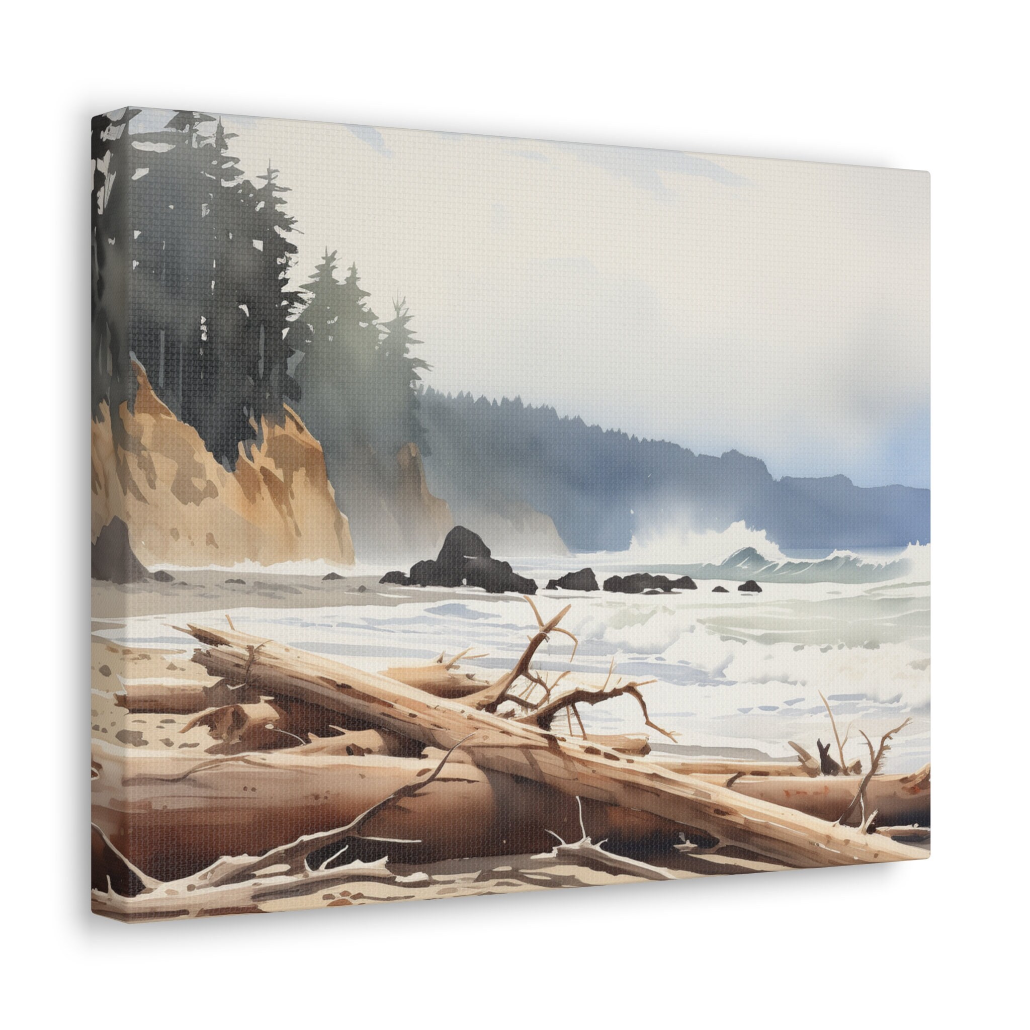 Pacific Northwest Beachscape Watercolor Painting Coastal Tranquility in ...