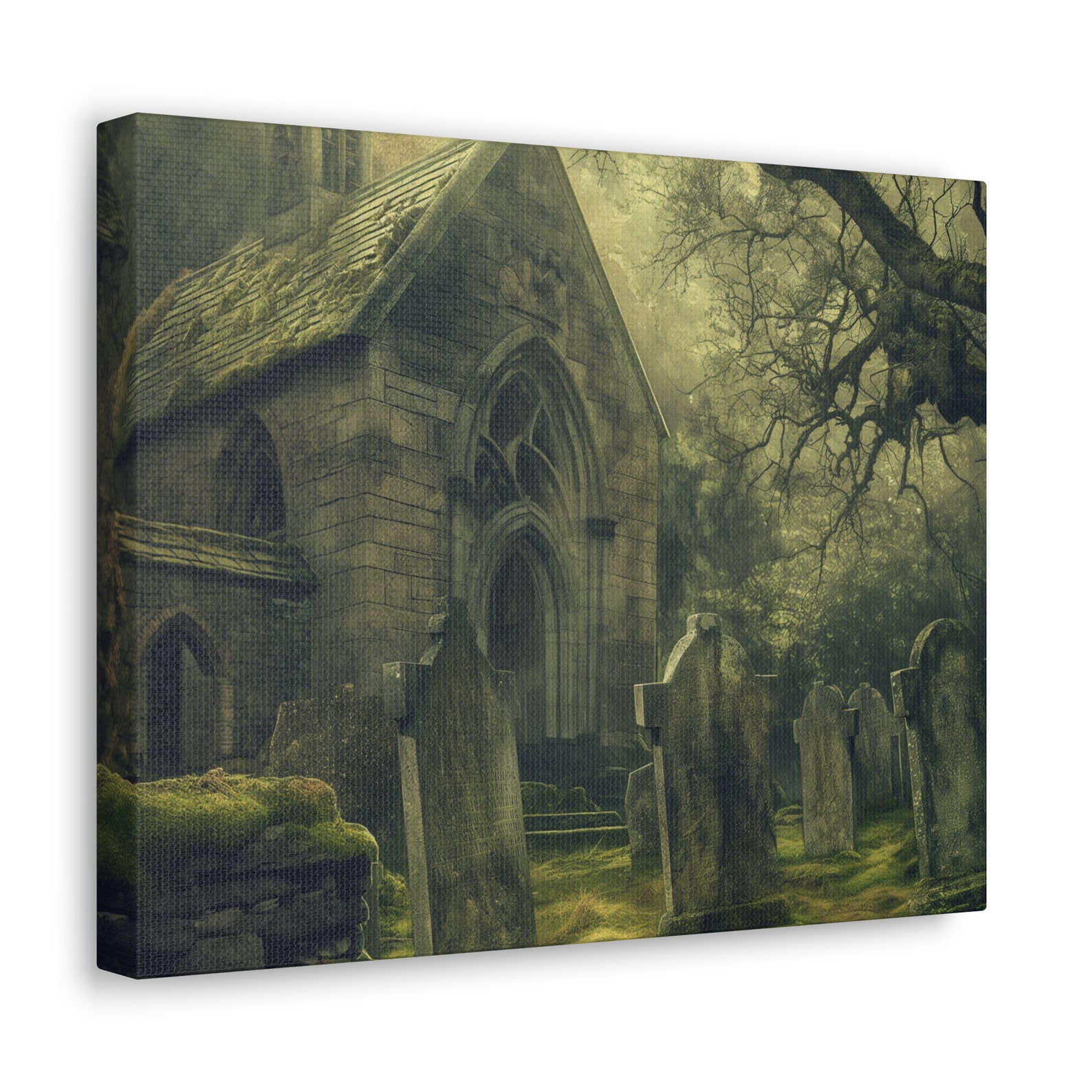 Mossy Gravestone Canvas Print: Moody Churchyard Art - Etsy
