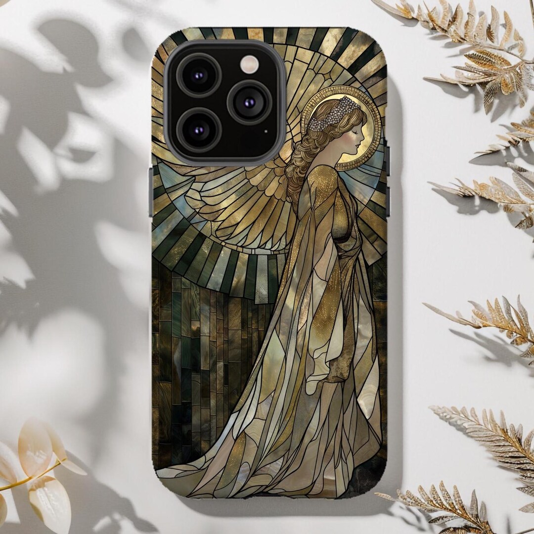Stained Glass Angel Phone Case: Serene Art, Protective Dual Layer - Etsy