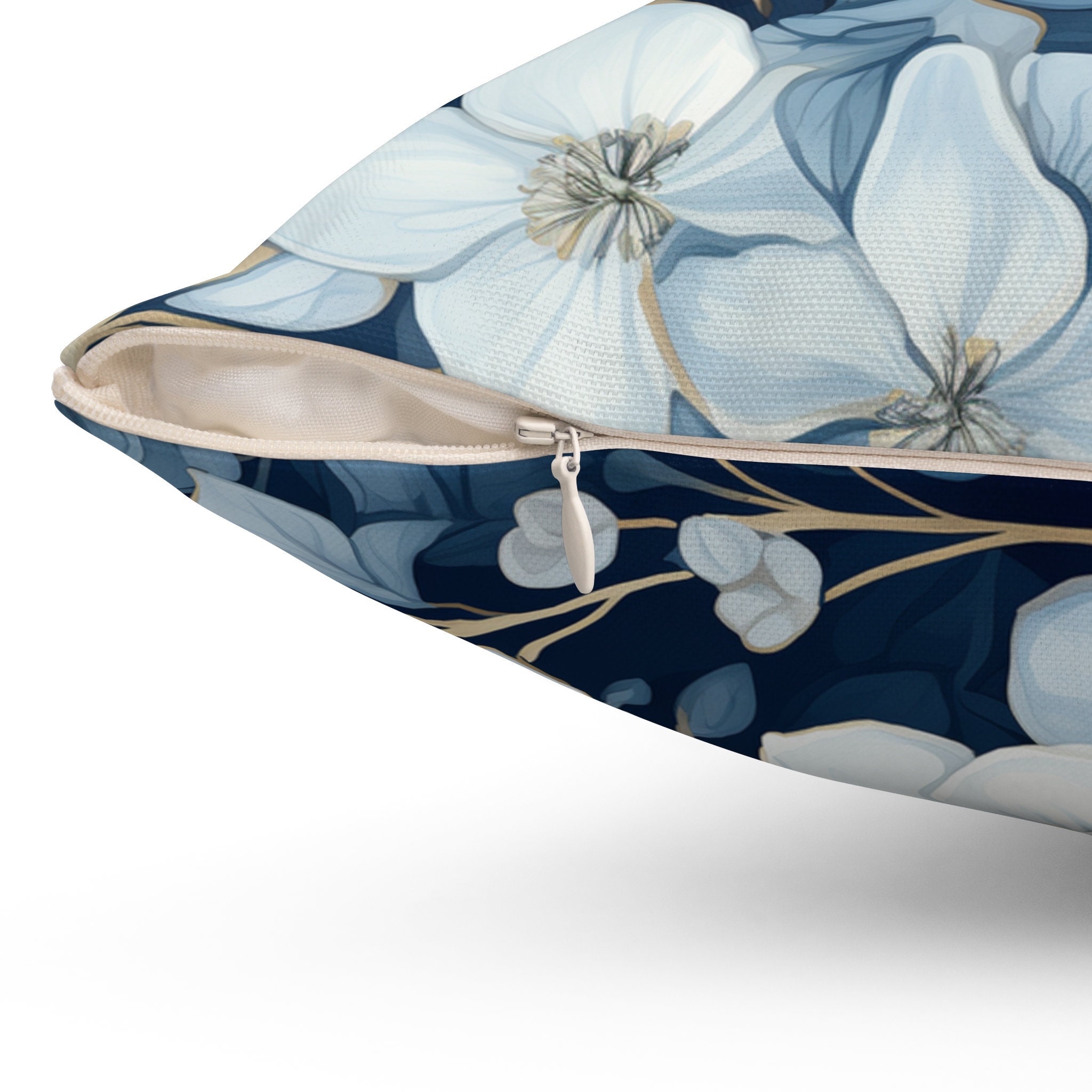 Blue and White Floral Pillow Elegant Modern Home Decor With Flower ...