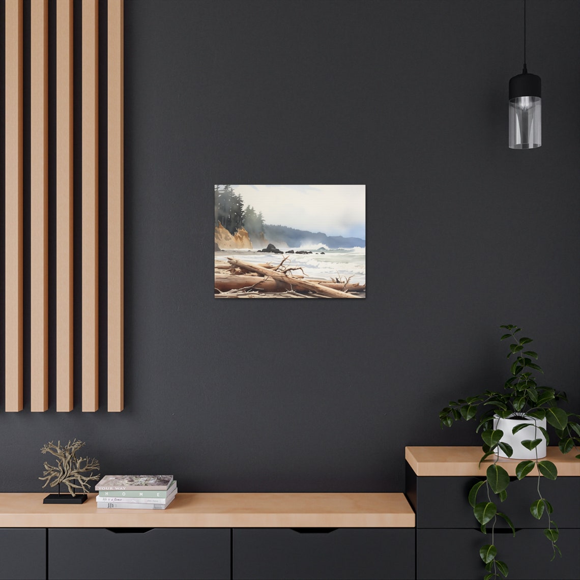 Pacific Northwest Beachscape Watercolor Art - Coastal Tranquility ...