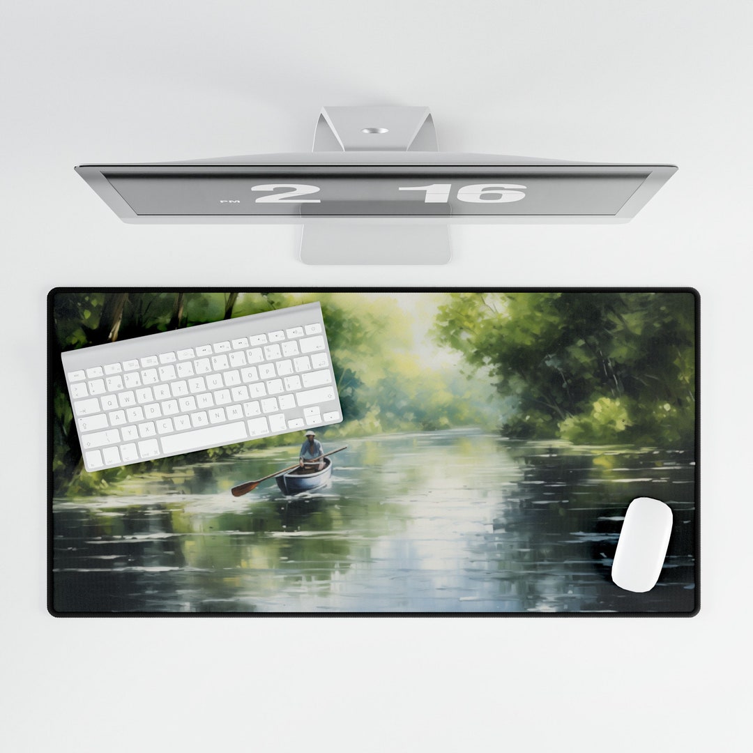 Impressionist River Scene Art Desk Mat Scene of a Peaceful Canal ...