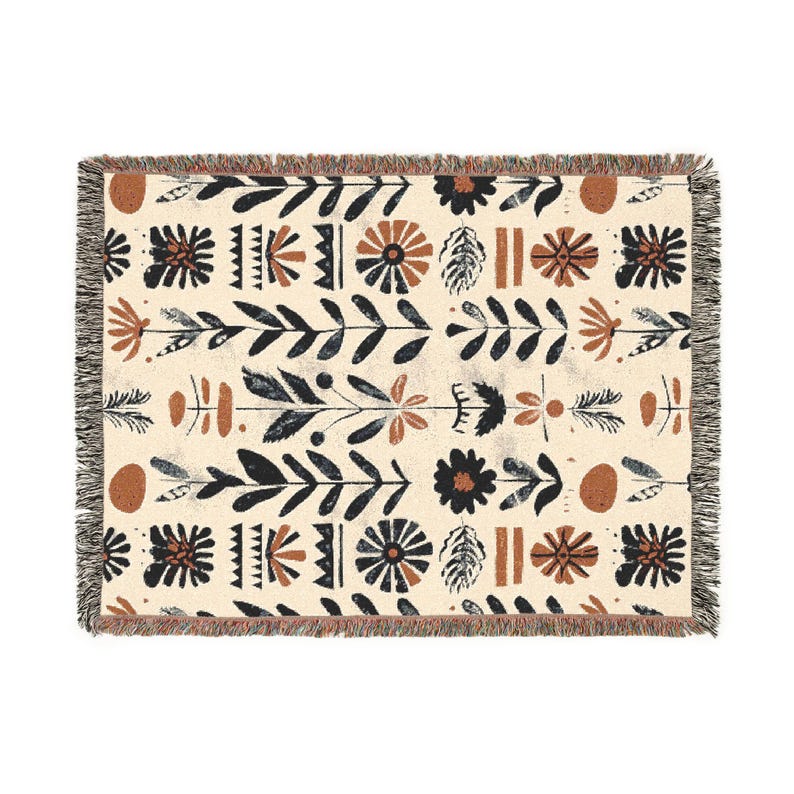 Nordic Geometric Folk Art Woven Blanket | Scandinavian Design Home ...