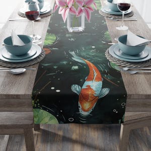 Watercolor Koi Table Runner: Japanese Garden Zen Decor - Etsy