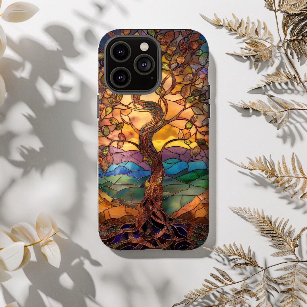 Tree of Life Phone Case: Stained Glass Art, Dual Layer Protection - Etsy