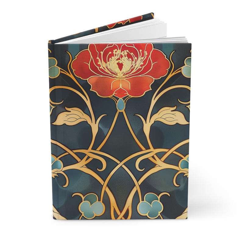 Personalized Art Nouveau Floral Journal: Custom Red Roses, 150 Pages ...