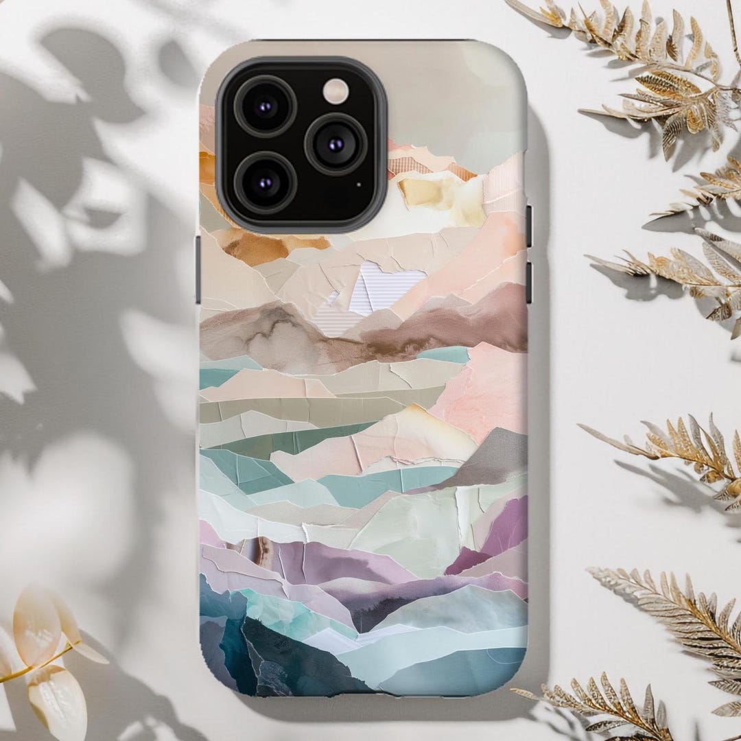 Pastel Landscape Paper Collage Look Boho Phone Case for Iphone, Samsung ...
