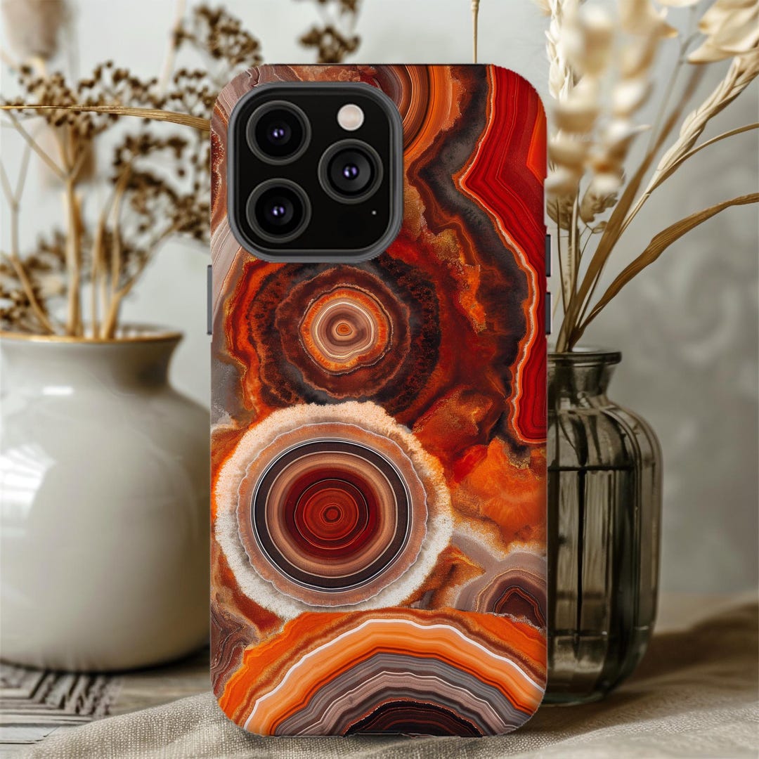 Agate Phone Case: Earthy Red, Brown, Orange Swirl - Etsy