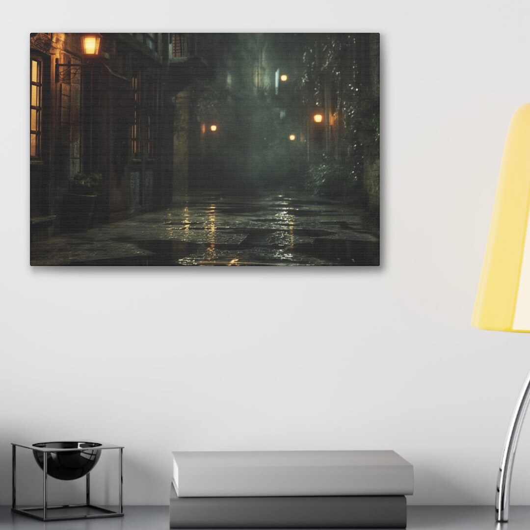 Flickering Gas Lamps Canvas Print: Moody Alleyway Art, Ready to Hang - Etsy