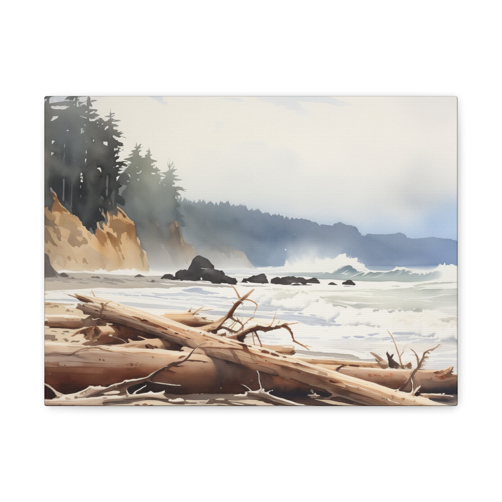Pacific Northwest Beachscape Watercolor Painting Coastal Tranquility in ...
