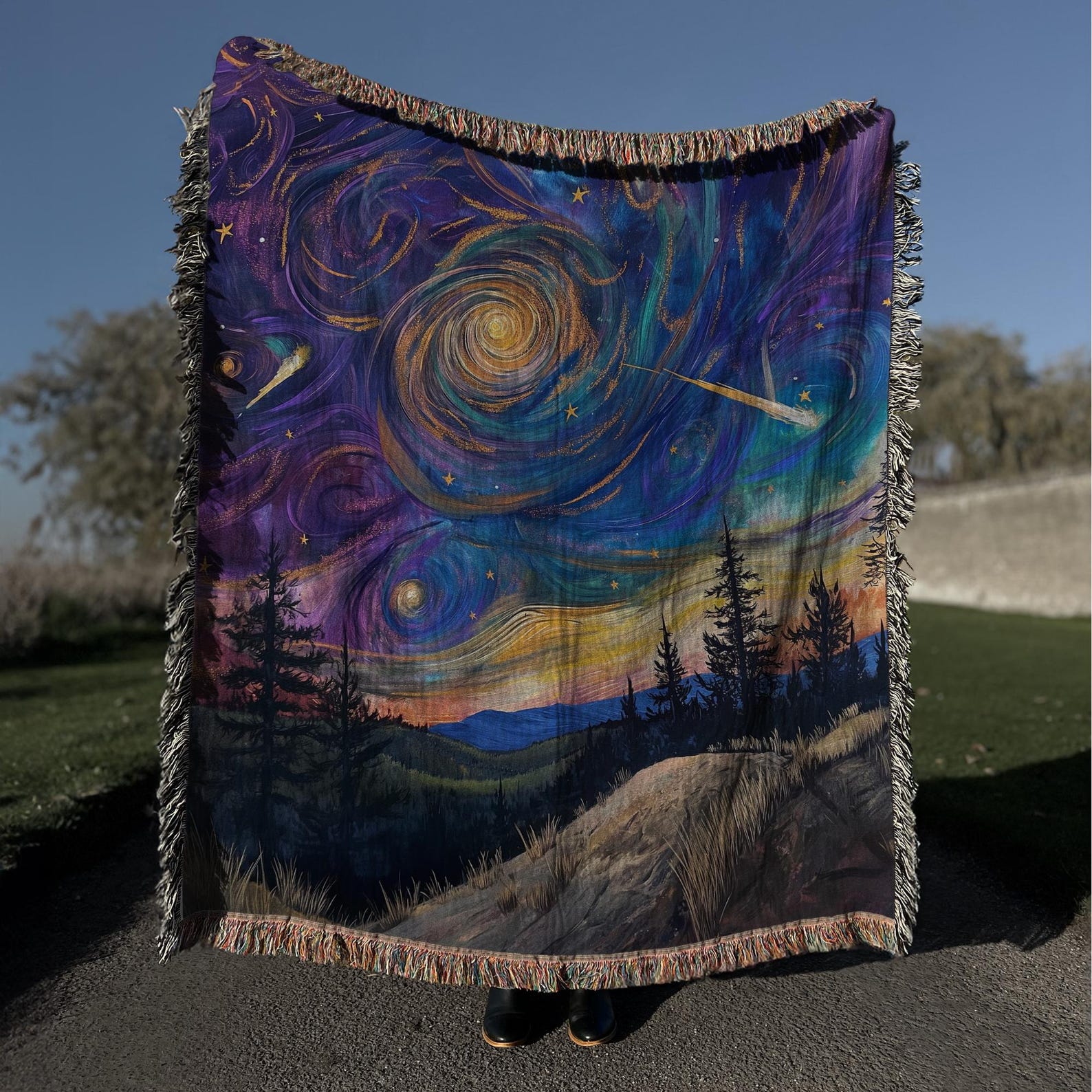 Cosmic Woven Blanket: Celestial Night Sky Tapestry, 100% Cotton - Etsy
