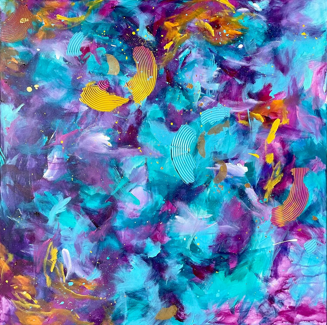 Unique Vibrant Abstract Hand Painted Acrylic Painting "you'll Dance to ...