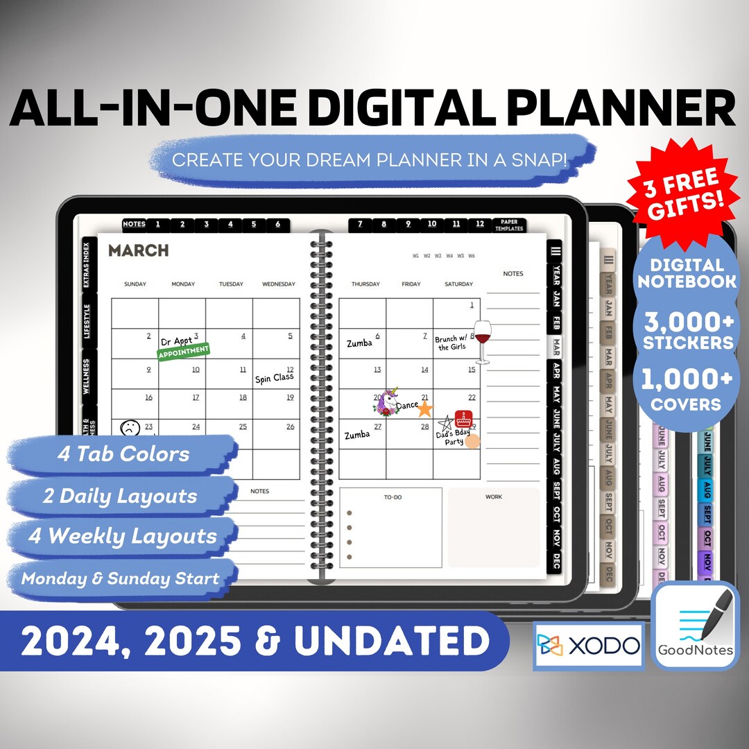 2024 2025 Digital Planner, Digital Planner, Daily Planner, Self Care ...