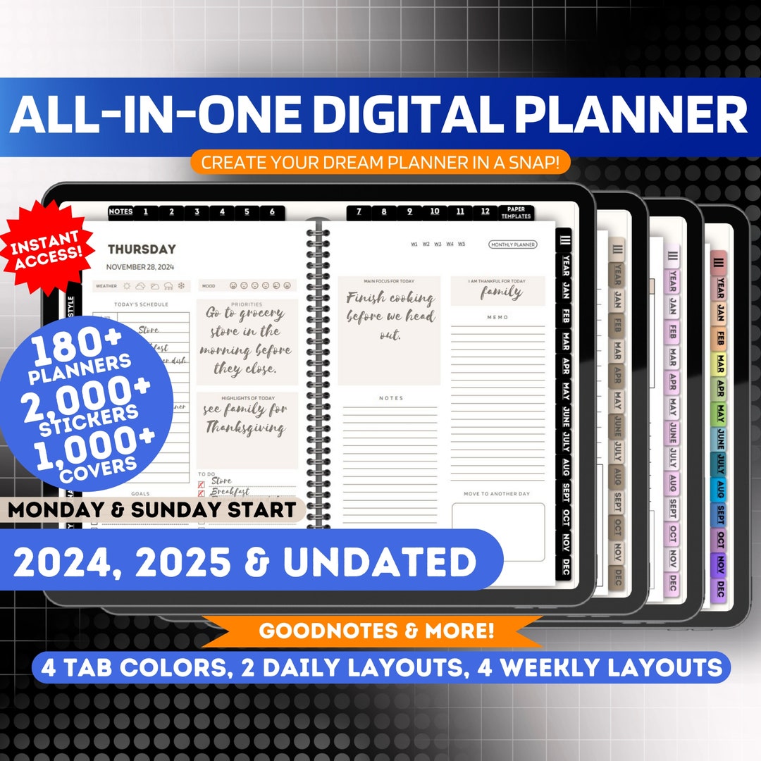 2024 2025 Digital Planner, Digital Planner, Daily Planner, Self Care ...