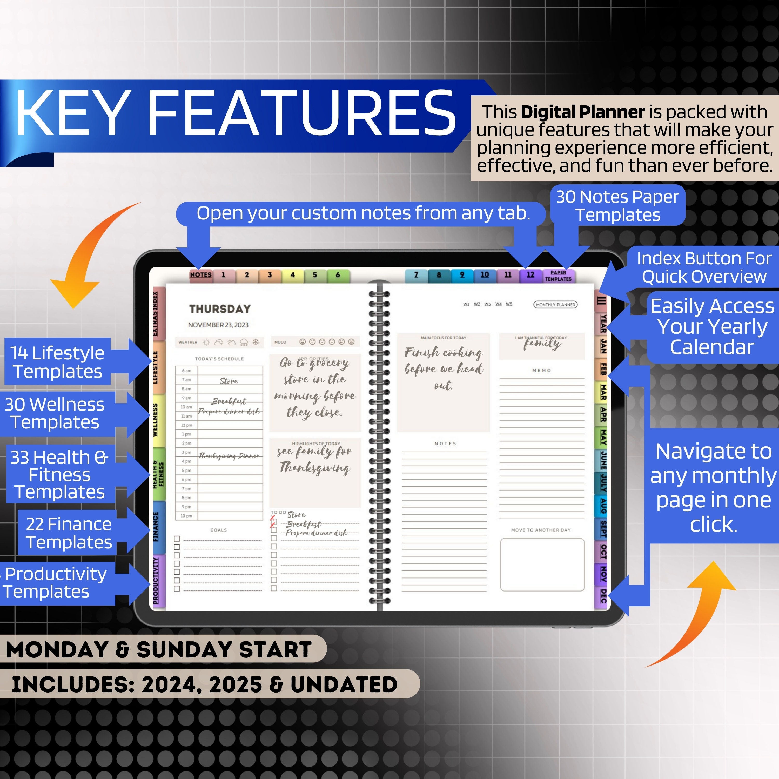 2024 2025 Digital Planner, Digital Planner, Daily Planner, Self Care ...