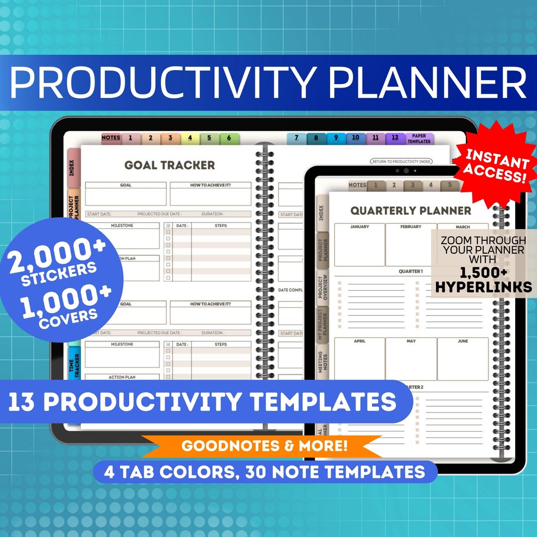 Productivity Planner, Monthly Productivity Planner, Digital ...