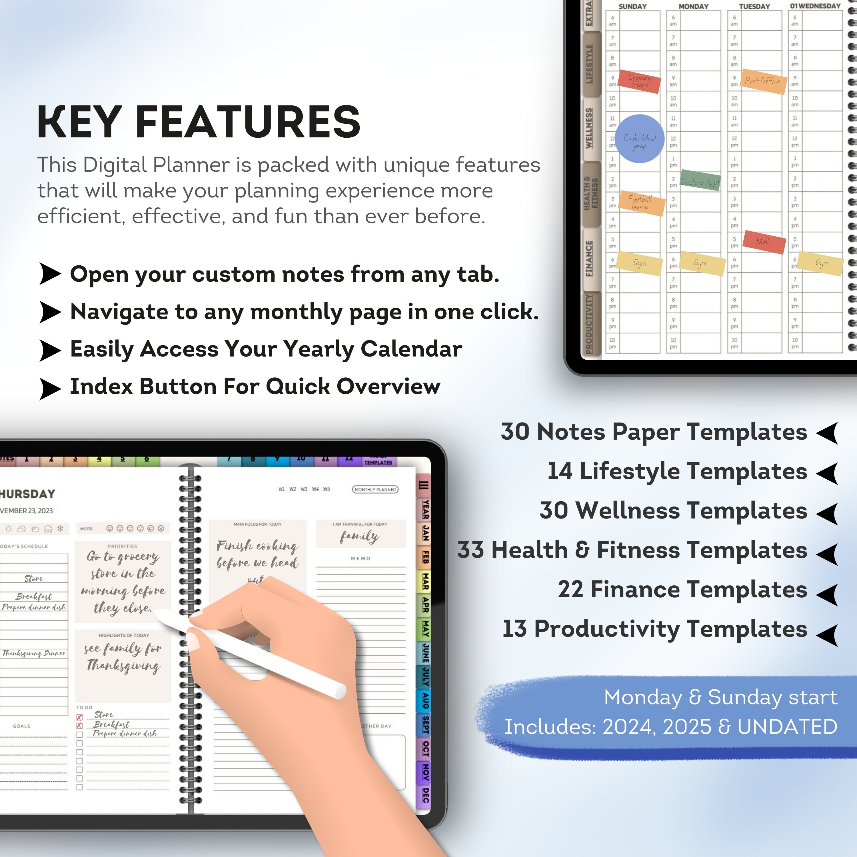 Digital Planner 2024, Weekly Planner, Monthly Planner, Digital Reading ...