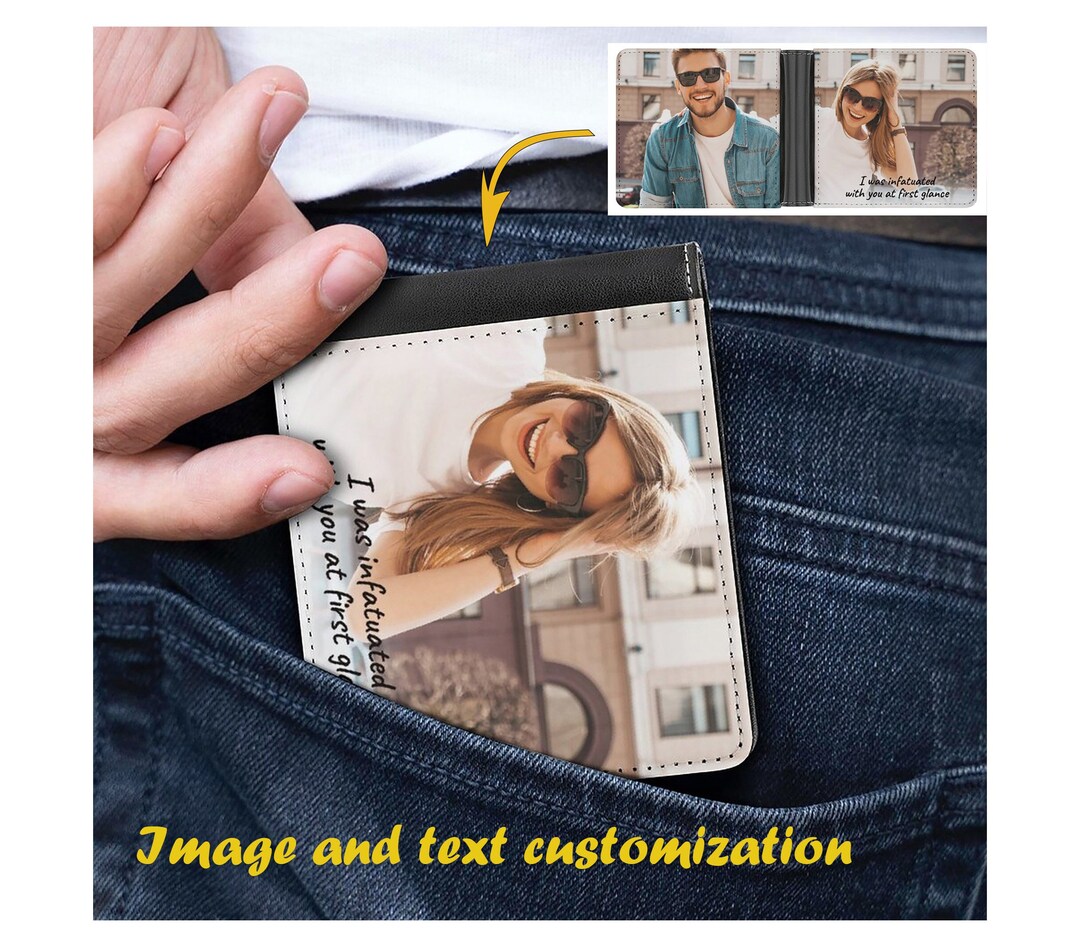 Personalized Men's Wallet Custom Color Photo and Text PU - Etsy
