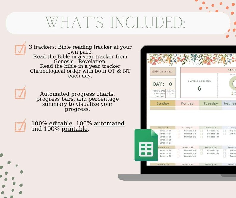 Read the Bible Tracker | 3 in 1 | Google Sheets | in a Year or on Your ...