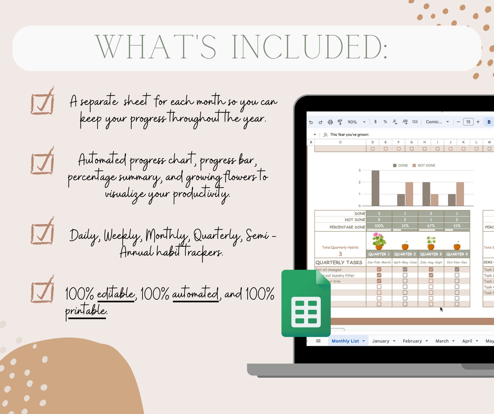 Growing Flower Habit Tracker Spreadsheet | Google Sheet | Digital ...
