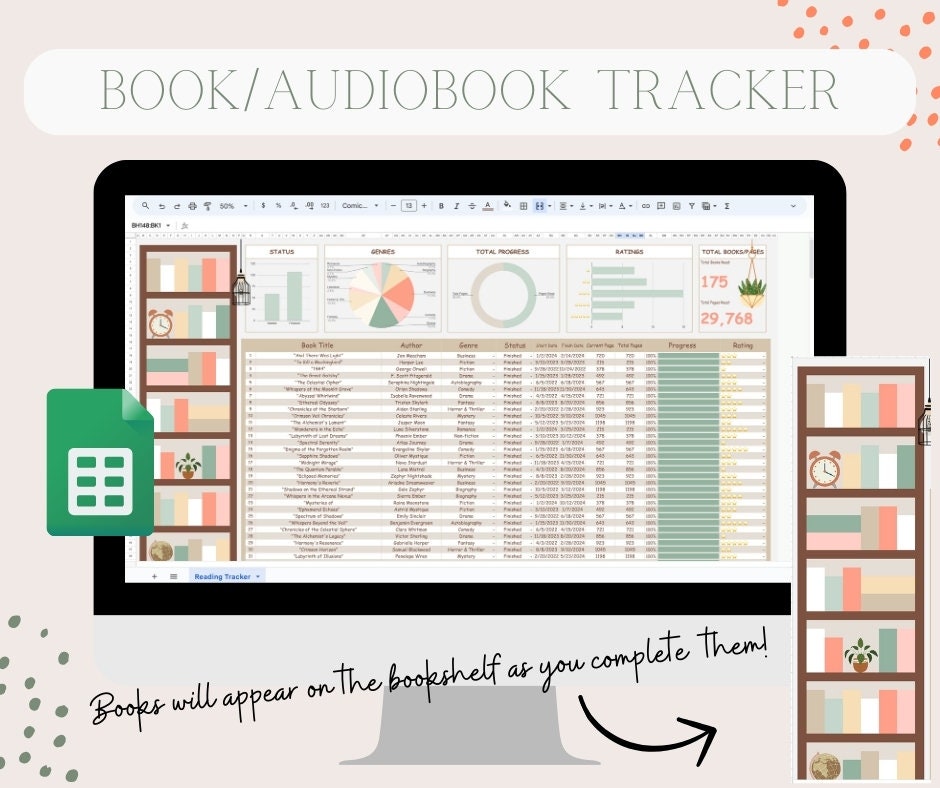 Reading Track Google Sheets | Book Tracker Spreadsheets | Book ...