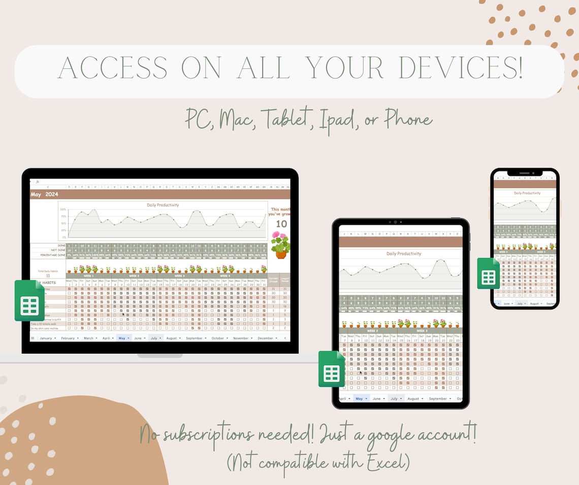 Growing Flower Habit Tracker Spreadsheet | Google Sheet | Digital ...