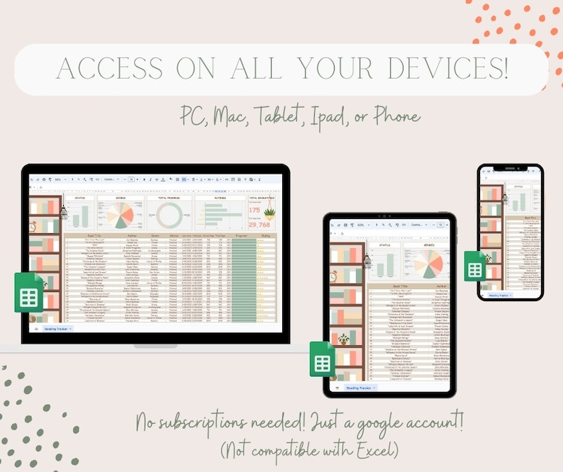 Reading Track Google Sheets | Book Tracker Spreadsheets | Book ...