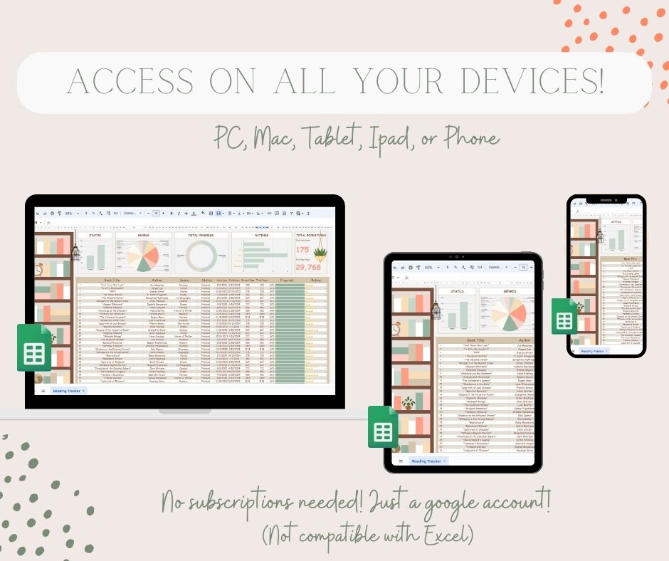 Reading Track Google Sheets | Book Tracker Spreadsheets | Book ...