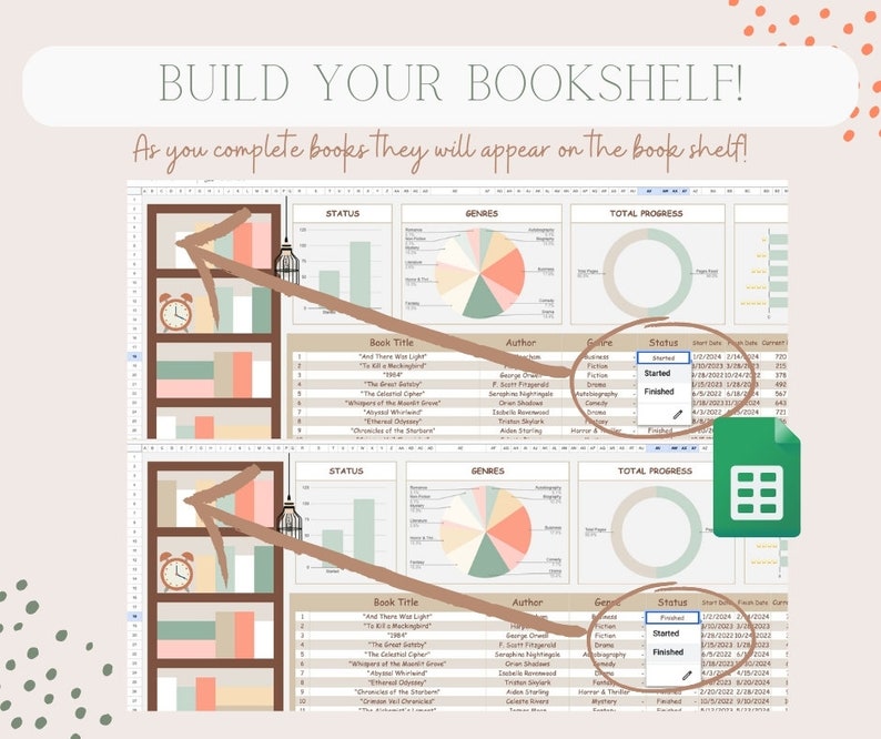 Reading Spreadsheet Google Sheets Journal Book Tracker Spreadsheets ...