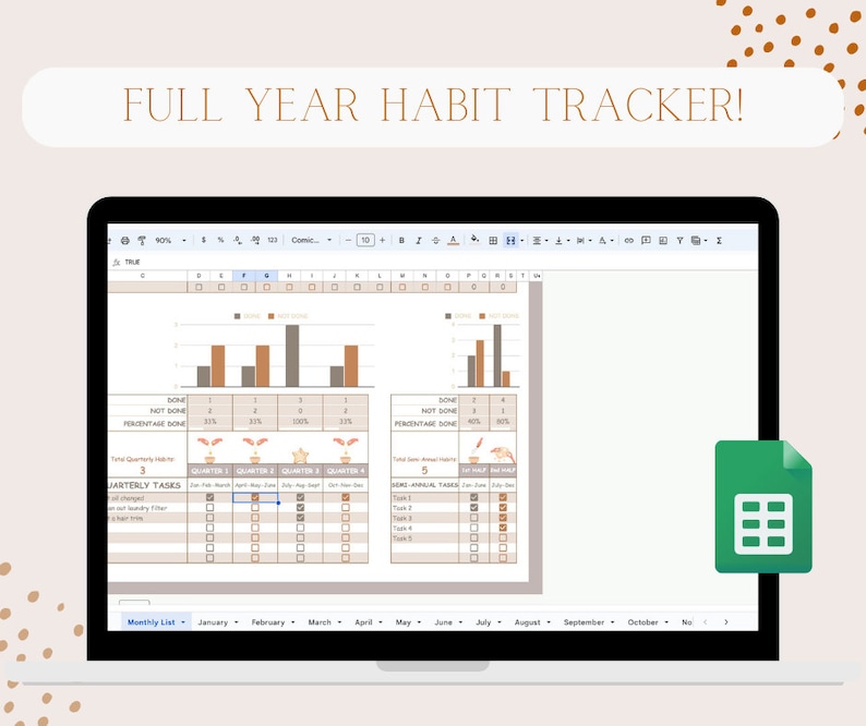 Habit Tracker | to Do List Spreadsheet | Google Sheets | Digital Template | Organization ...