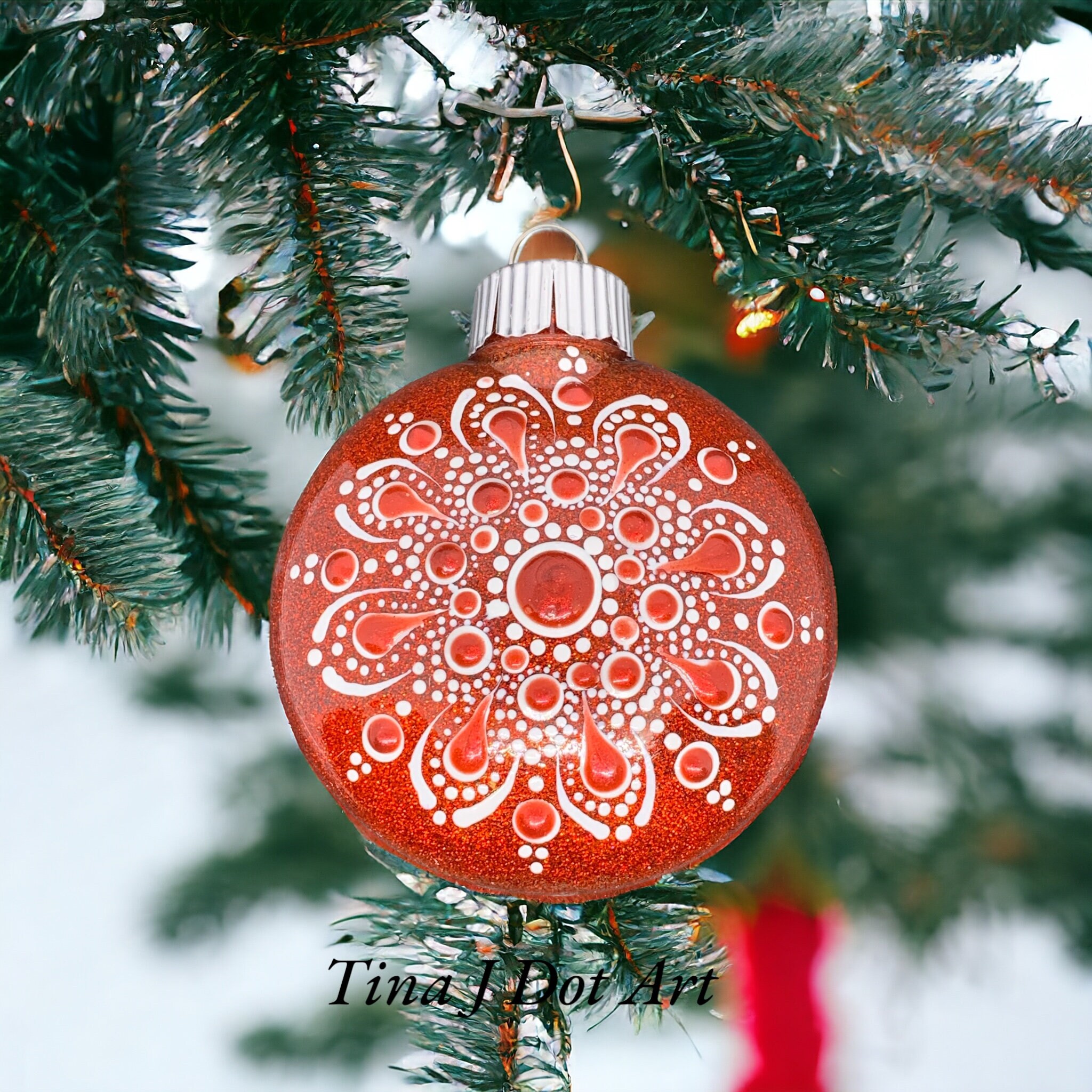 Christmas Ornament, 3-inch Ornament, Plastic Ornament, Mandala Dot Art ...
