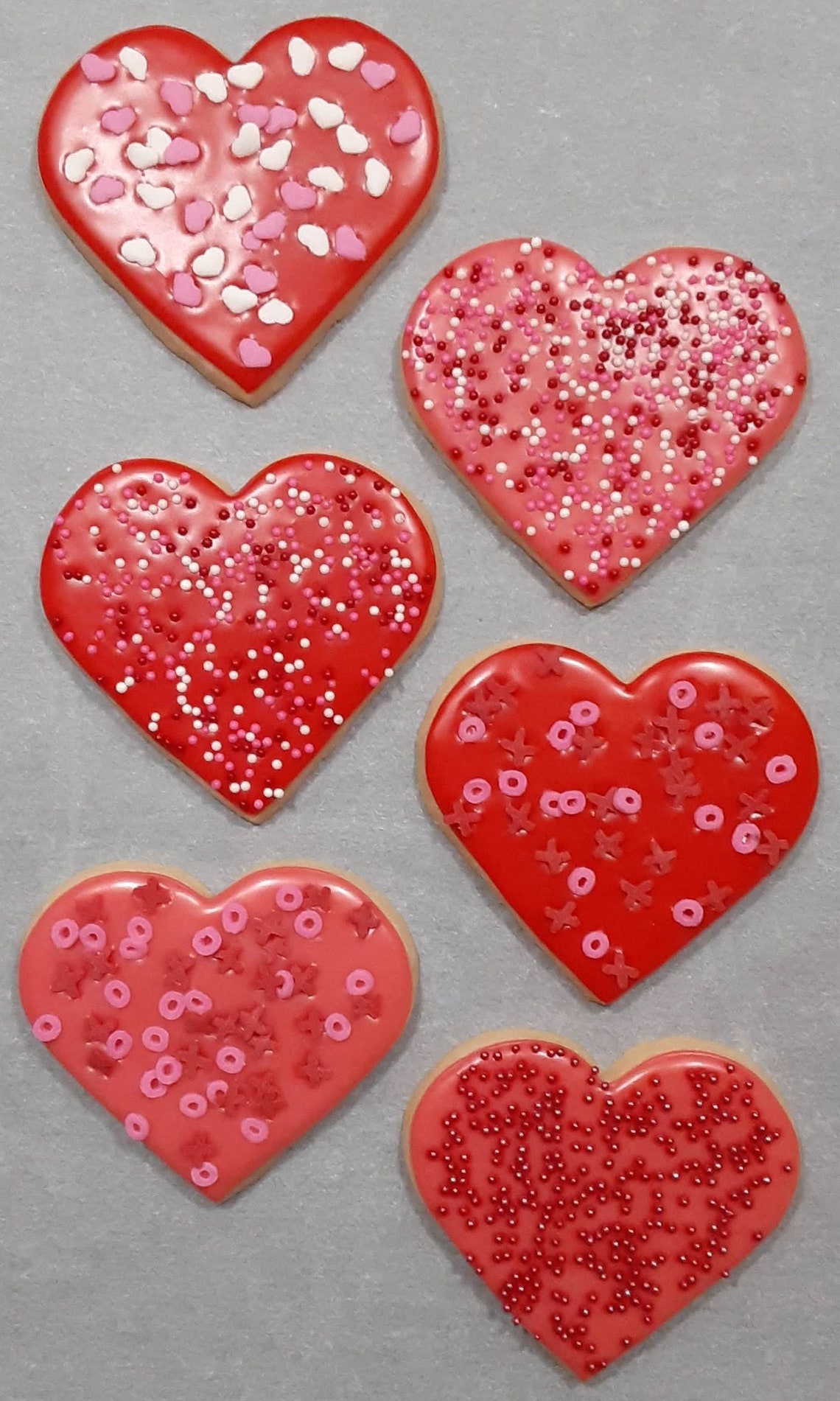 Valentine's Day Iced Sugar Cookie Hearts With Sprinkles - Etsy