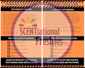 Printable Fake Parking Tickets, Digital Download Prank Ticket ...