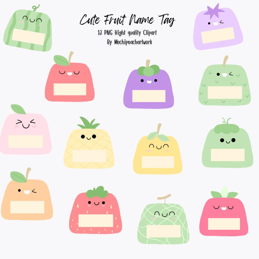 Cute Fruit Name Tag Clipart | Teacher Classroom Labels (PNG) - Etsy