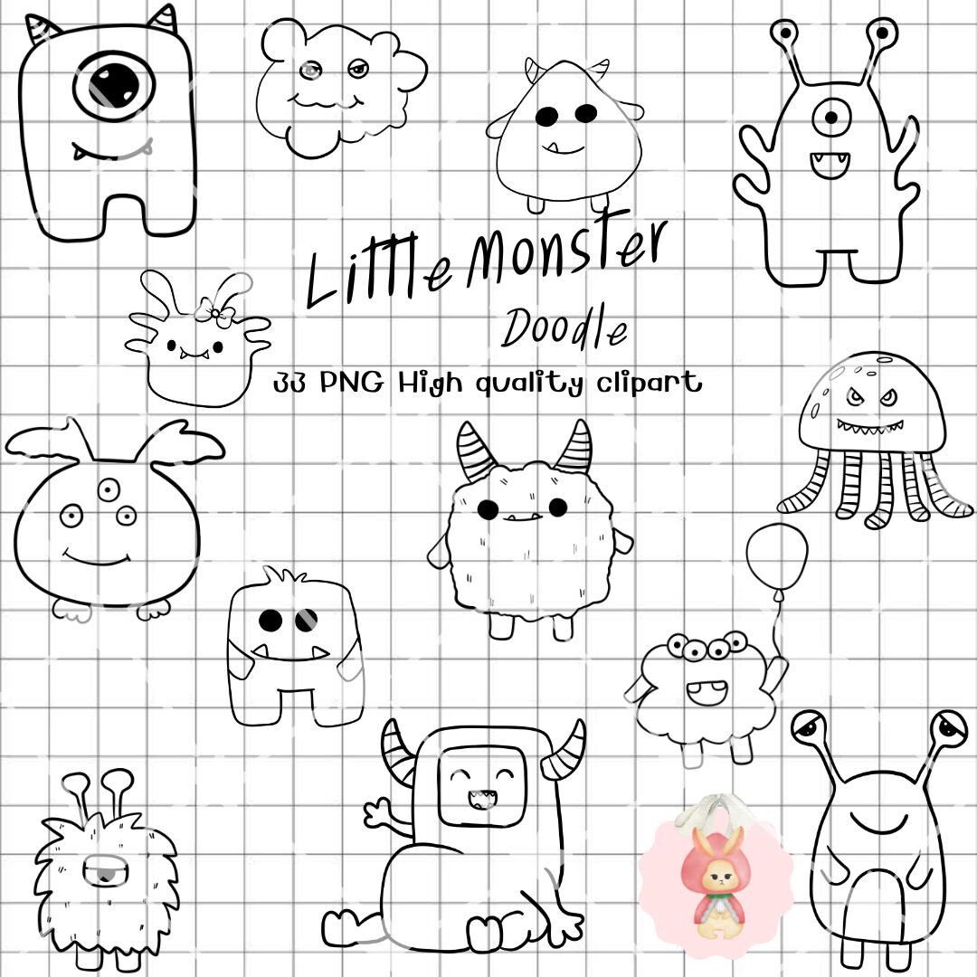 Little Monsters Doodle Clipart - Etsy