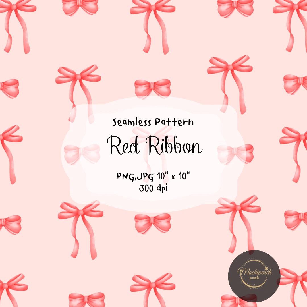 Watercolor Red Ribbon Seamless Pattern - Etsy