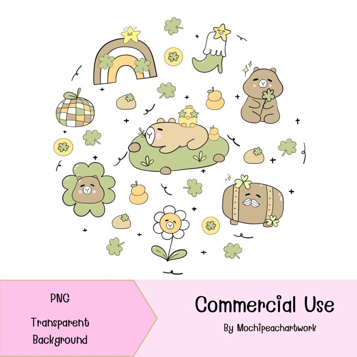 St. Patricks Day Capybara Clipart, Groovy Capybara St. Patricks Day ...