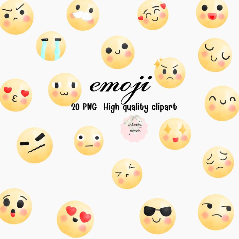 Emoji Clipart Set | World Emoji Day PNG | Kawaii Digital Emojis - Etsy