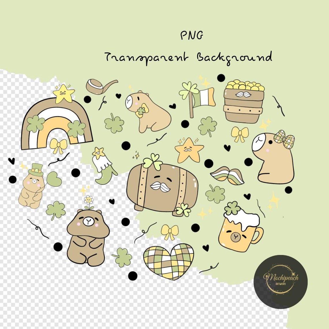 St. Patrick’s Day Capybara Clipart, Groovy Capybara St. Patrick’s Day ...