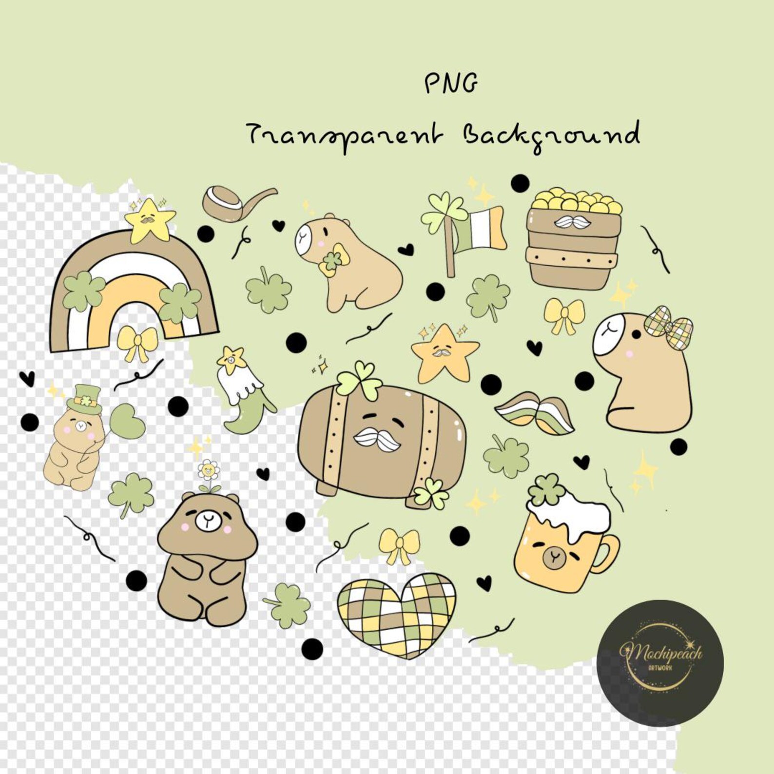 St. Patrick's Day Capybara Clipart: Groovy Irish PNG (digital Download ...