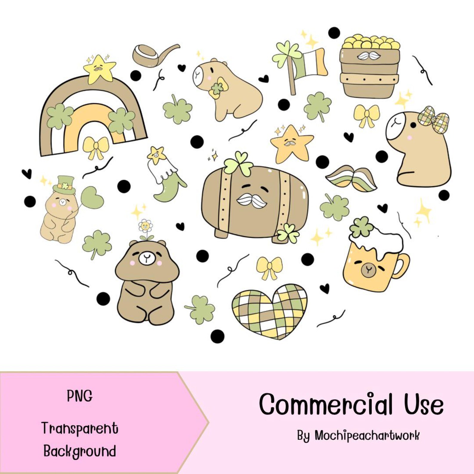 St. Patrick’s Day Capybara Clipart, Groovy Capybara St. Patrick’s Day ...