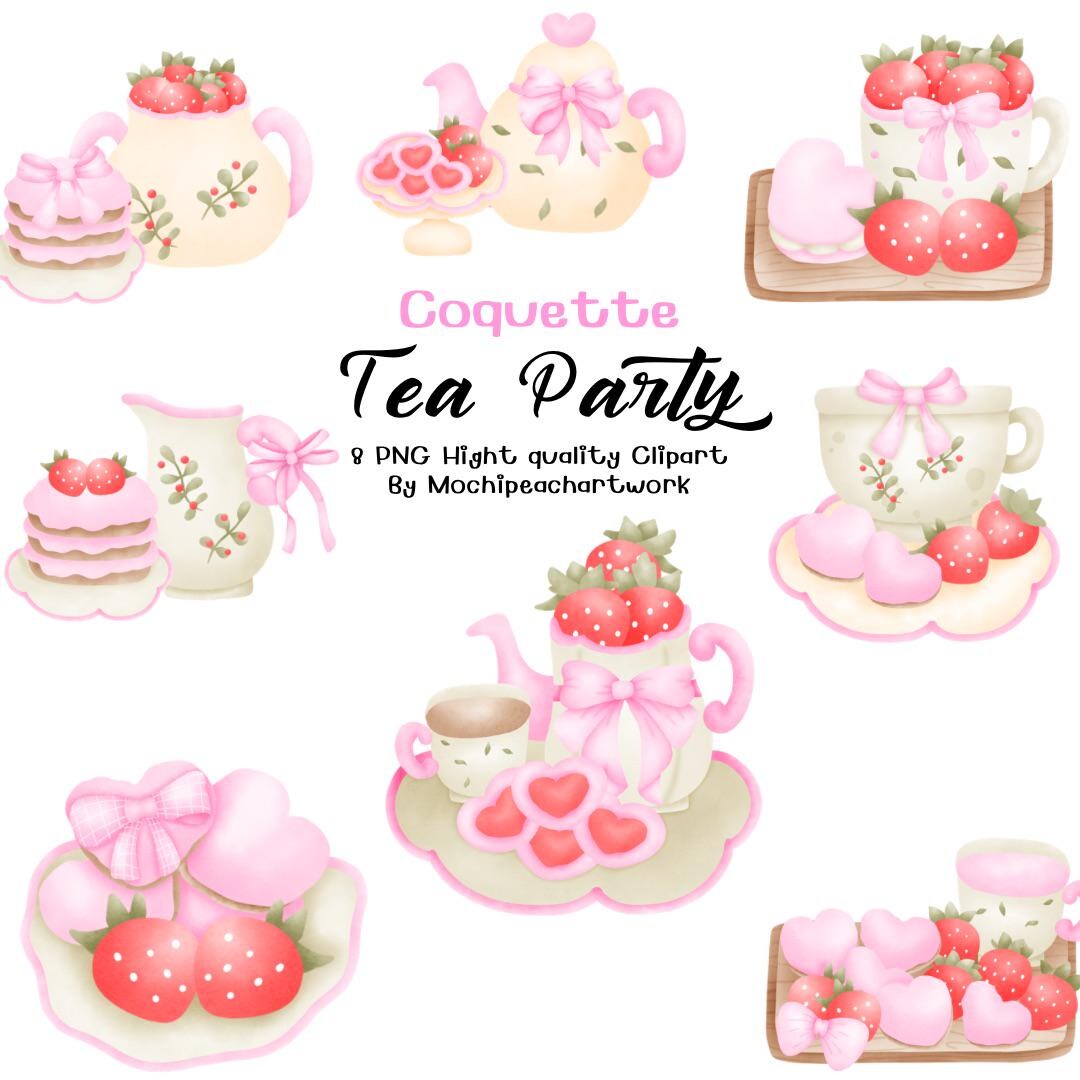 Coquette Tea Party Clipart, Vintage Coquette Tea Party Clipart ...
