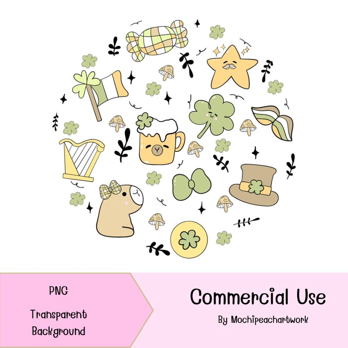 St. Patricks Day Capybara Clipart, Groovy Capybara St. Patricks Day ...