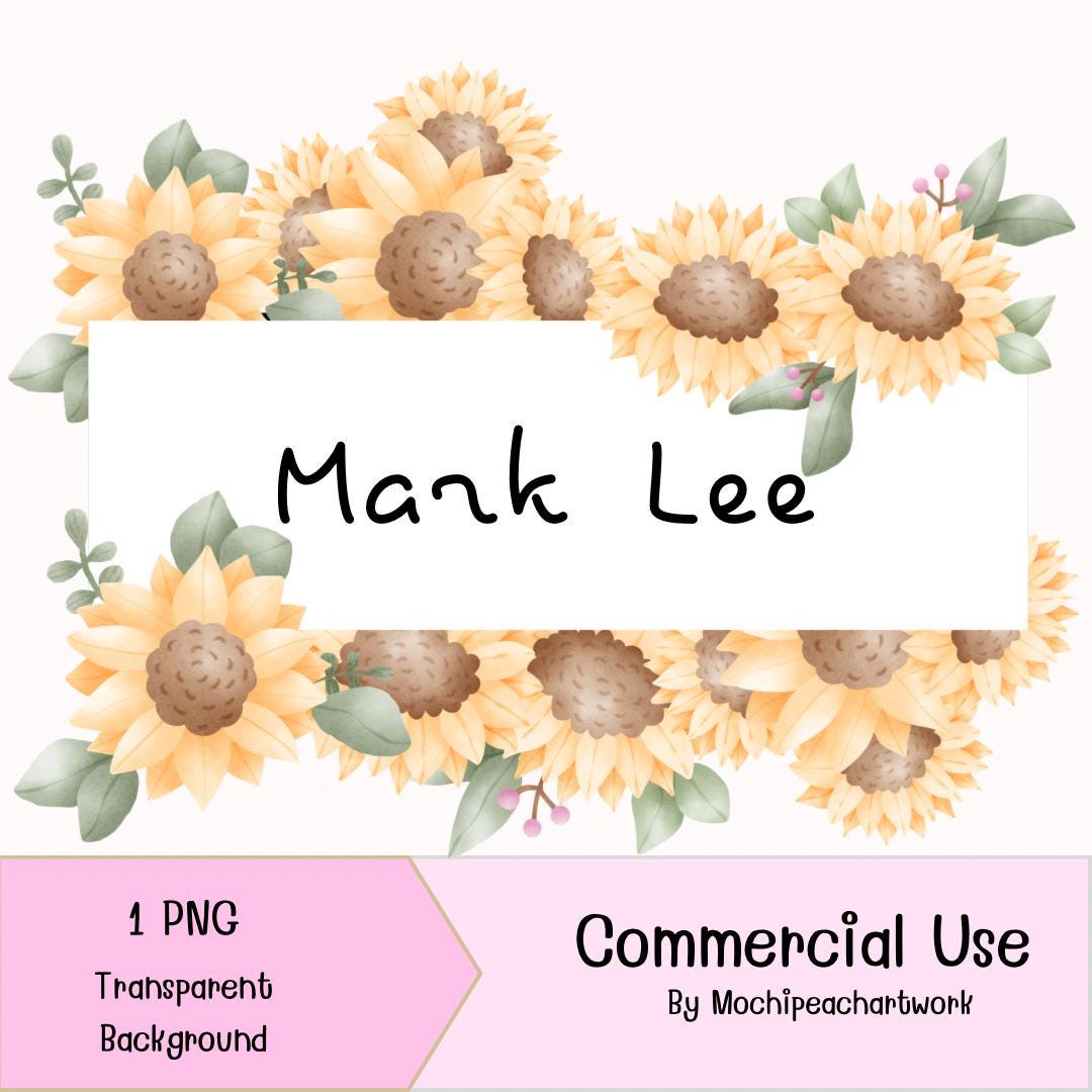 Sunflower Name Frame Clipart | Hand-painted Watercolor Design - Etsy