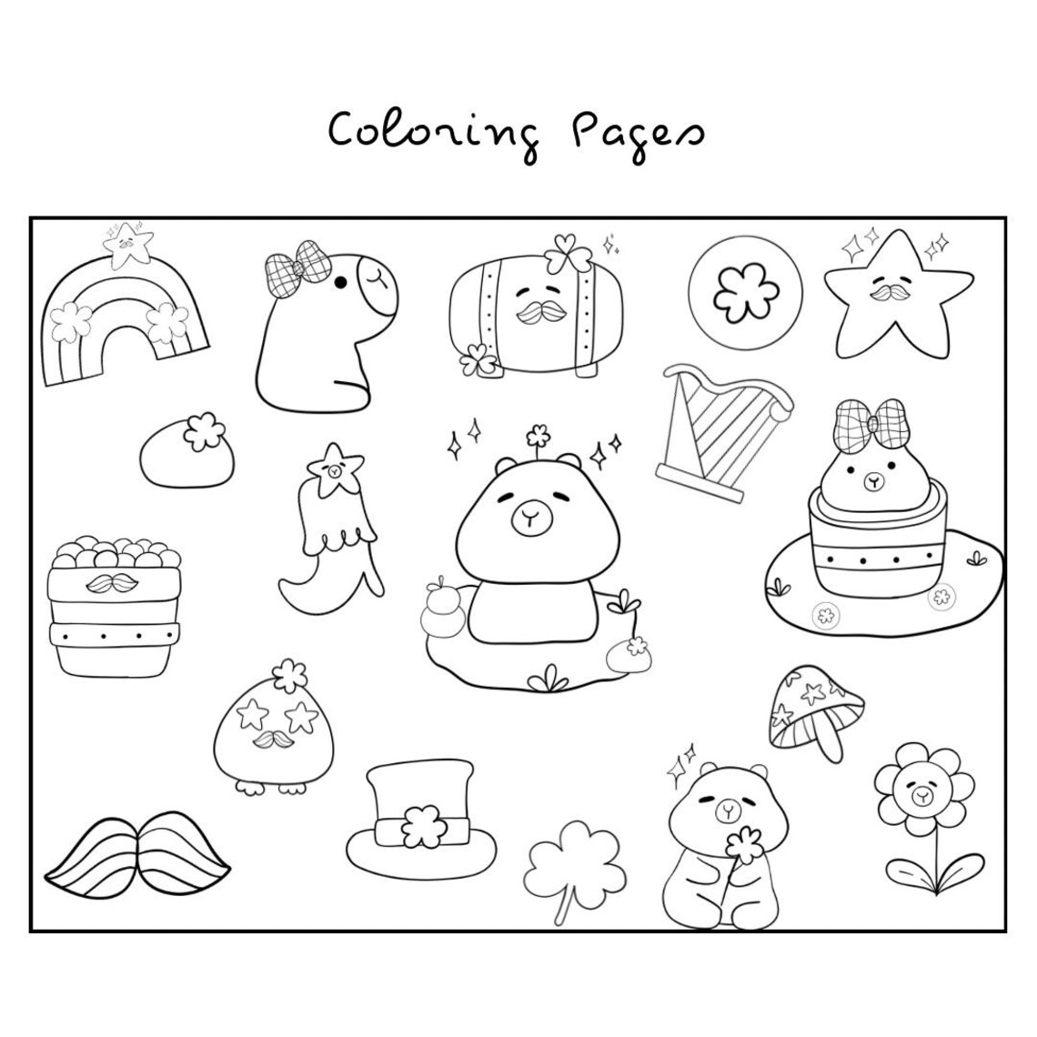St. Patrick's Day Capybara Clipart: Groovy Hand-drawn PNG Graphics ...
