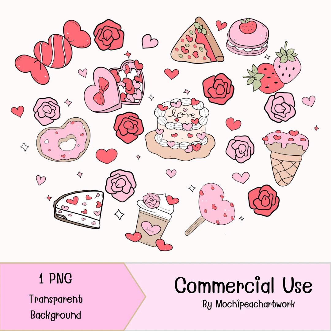 Cute Valentine Desserts Clipart for T-shirts Candy & Sweets Designs - Etsy